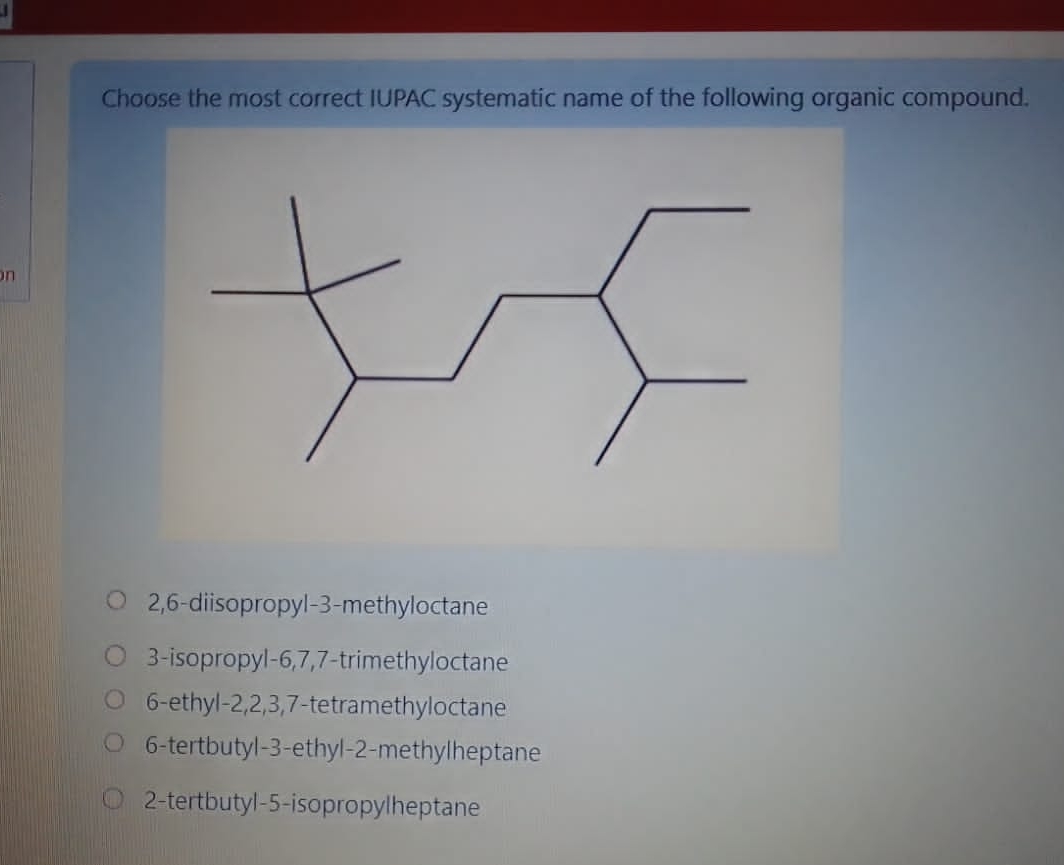 Solved Choose the most correct IUPAC systematic name of the | Chegg.com