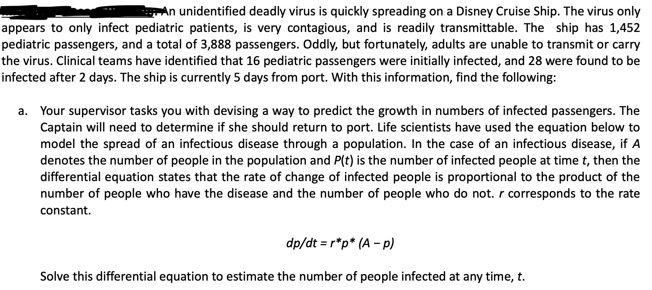 Solved unidentified deadly virus is quickly spreading on a | Chegg.com