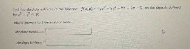 Solved Find the absolute extrema of the function | Chegg.com