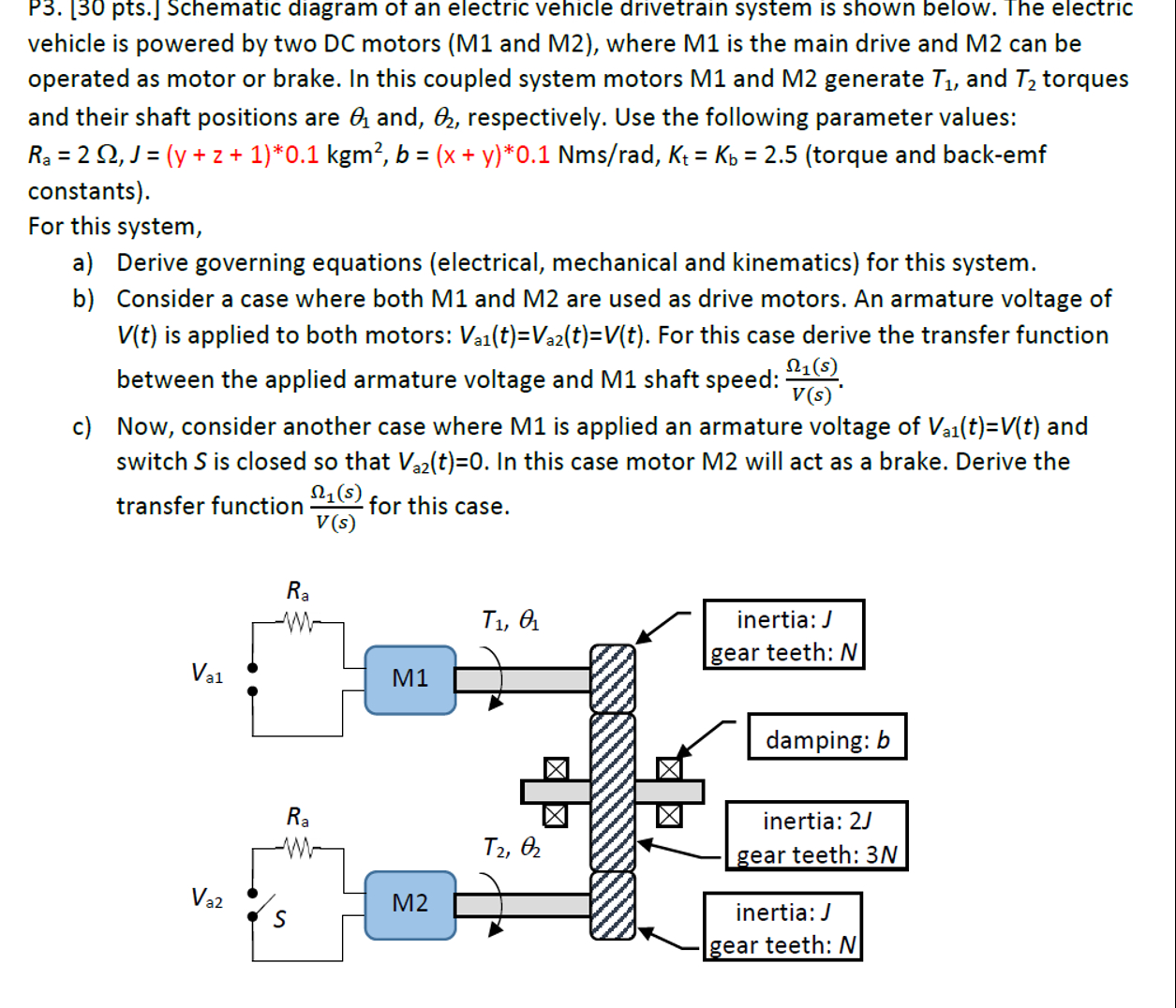 Solved Schematic diagram of an electric vehicle drivetrain | Chegg.com