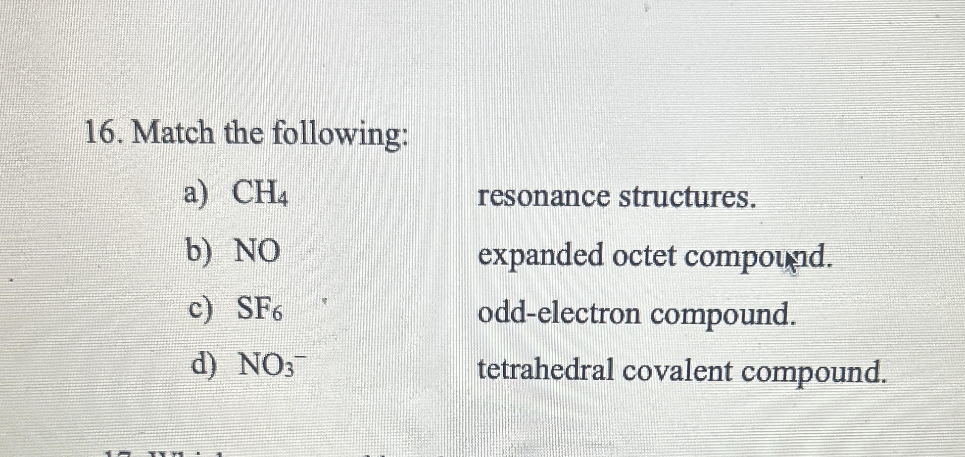 Solved Match the following:a) CH4b) | Chegg.com