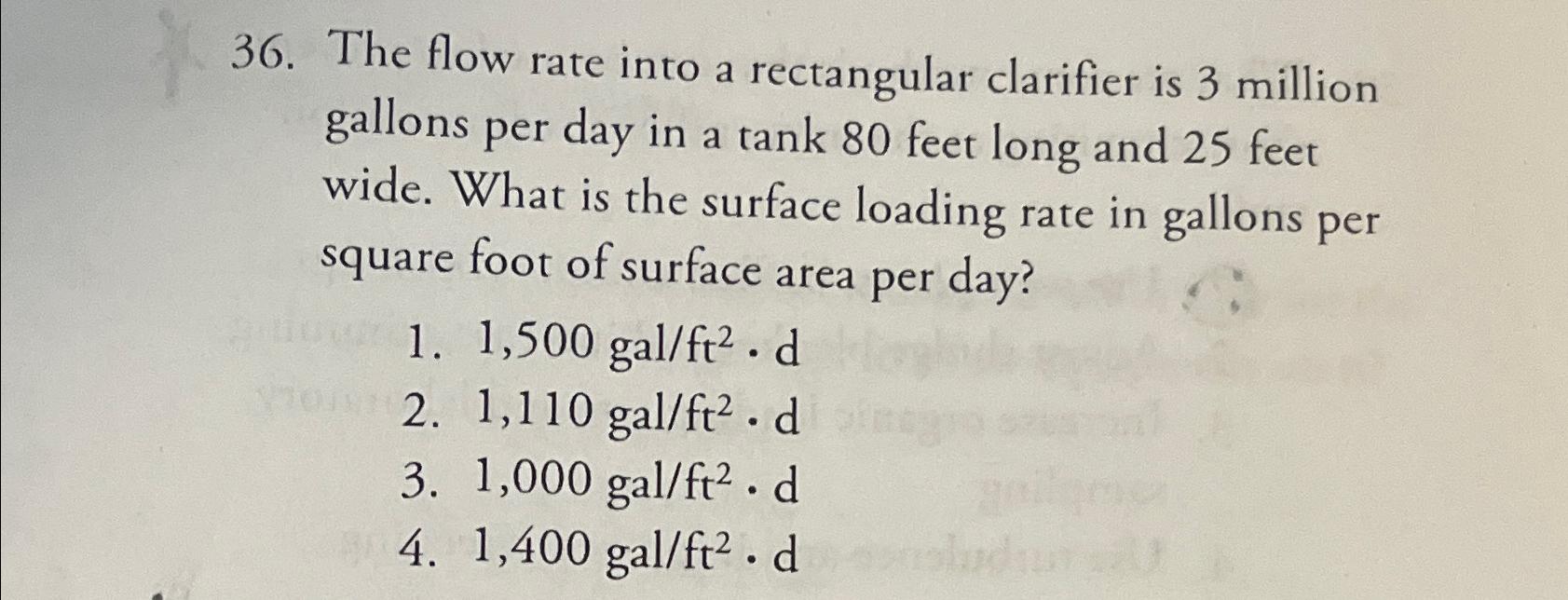 Solved The flow rate into a rectangular clarifier is 3 | Chegg.com