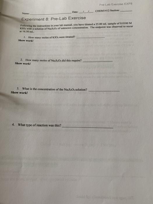Solved Report Sheet for EXPB CHEM 1412 Section: Name: Date: | Chegg.com