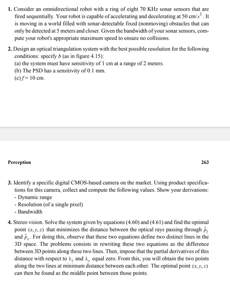 Solved Consider an omnidirectional robot with a ring of | Chegg.com