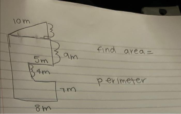 Solved lom B find area= am 5m 4m. perimeter im om | Chegg.com