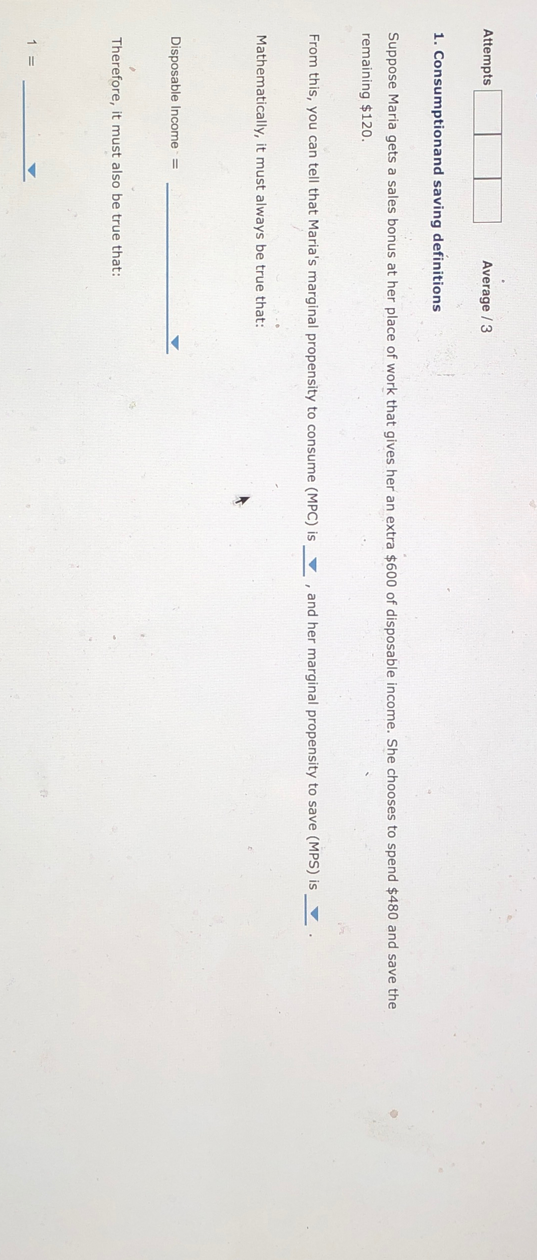 Solved AttemptsAverage ?3Consumptionand saving | Chegg.com