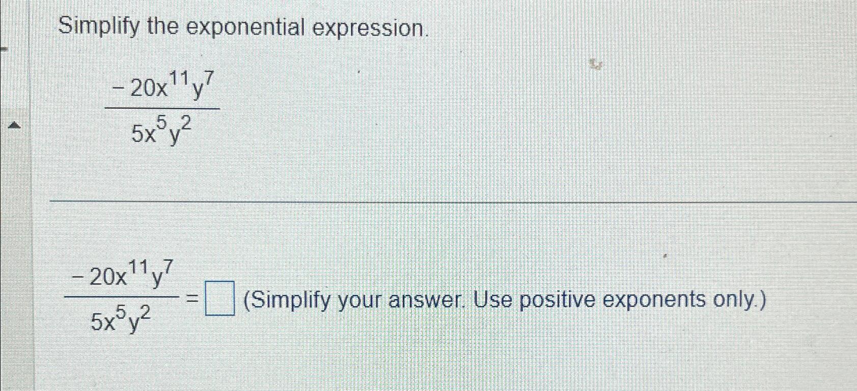 Solved Simplify the exponential | Chegg.com