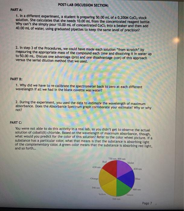 POST-LAB DISCUSSION SECTION: PART A: 1. In a | Chegg.com