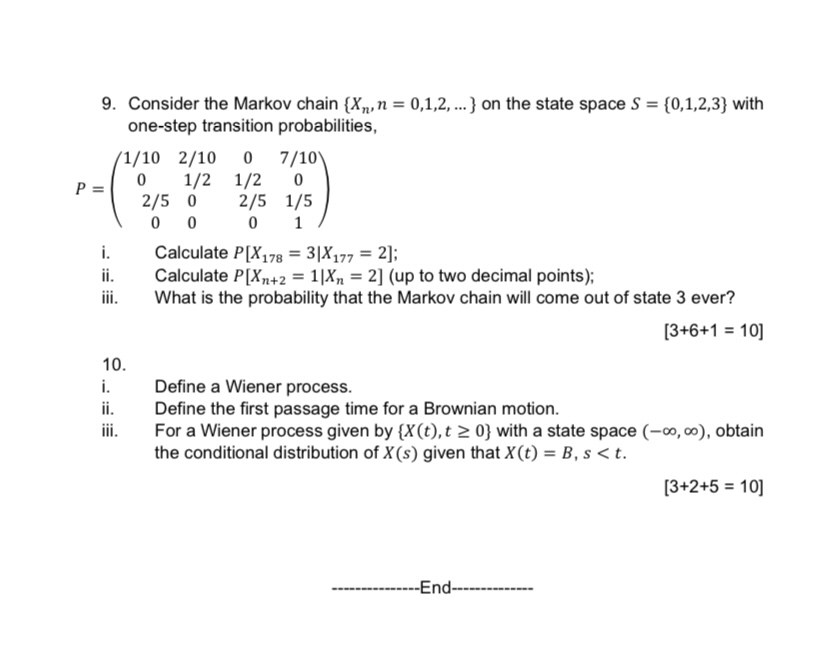 Solved Consider the Markov chain {xn,n=0,1,2,dots} ﻿on the | Chegg.com