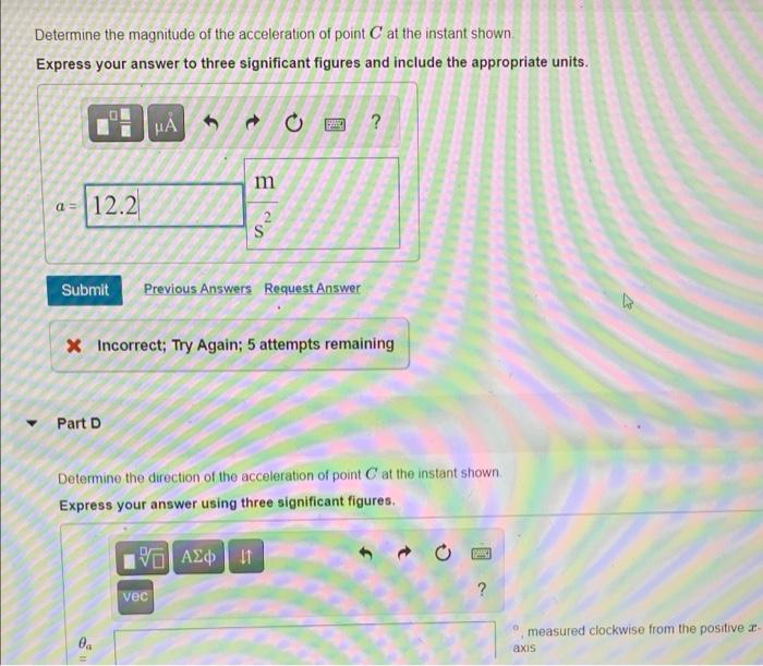 Solved Member Ab Has The Angular Velocity Wab 3 Rad S And