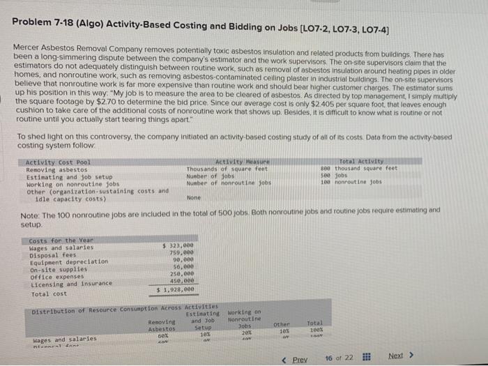 Solved Problem 7-18 (Algo) Activity-Based Costing and | Chegg.com