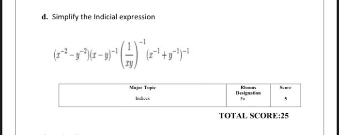 Solved d. Simplify the Indicial expression | Chegg.com