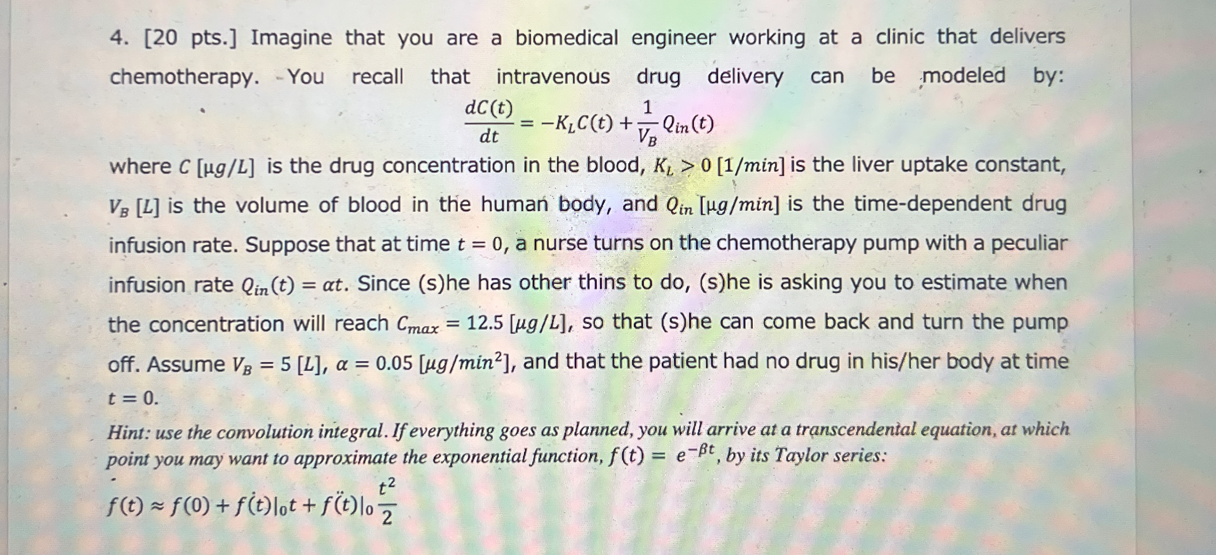 Solved [20 ﻿pts.] ﻿Imagine that you are a biomedical | Chegg.com