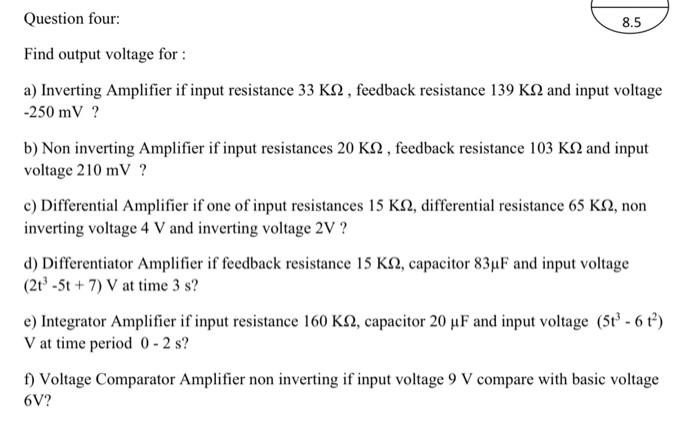 Solved Question four: Find output voltage for : a) Inverting | Chegg.com