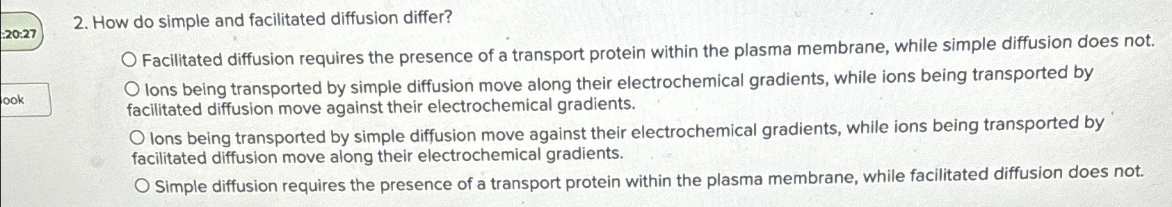 Solved How do simple and facilitated diffusion | Chegg.com