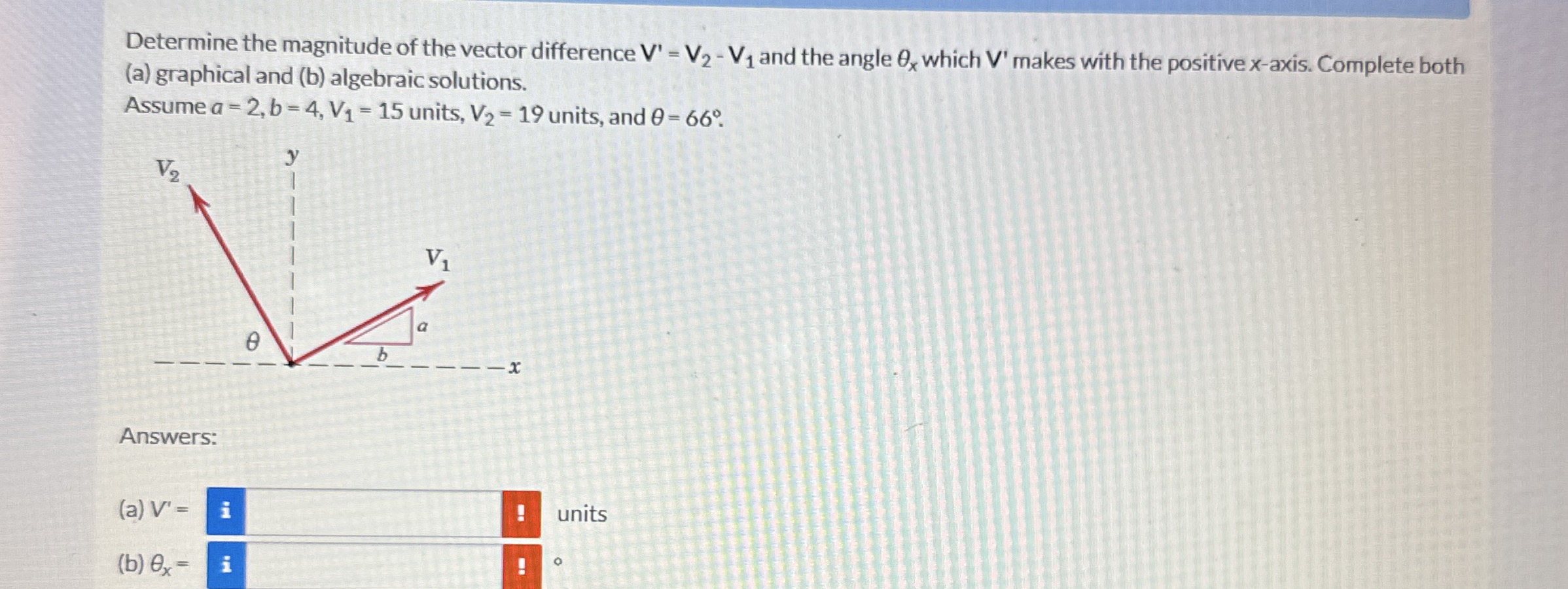 Solved Determine the magnitude of the vector difference | Chegg.com