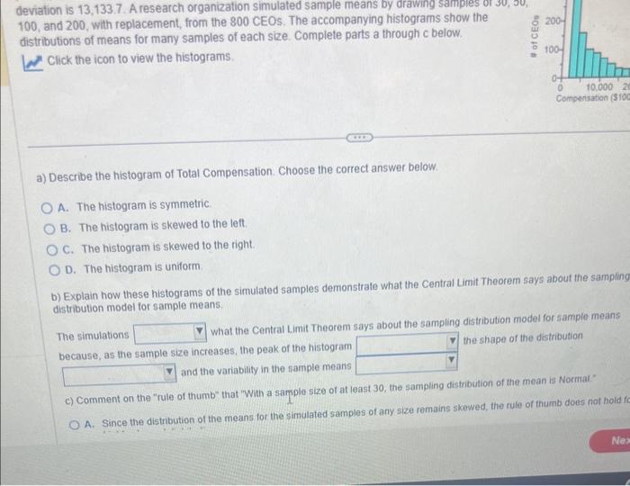 Sample Mean Compensation (S1000) Samples of size 100 | Chegg.com