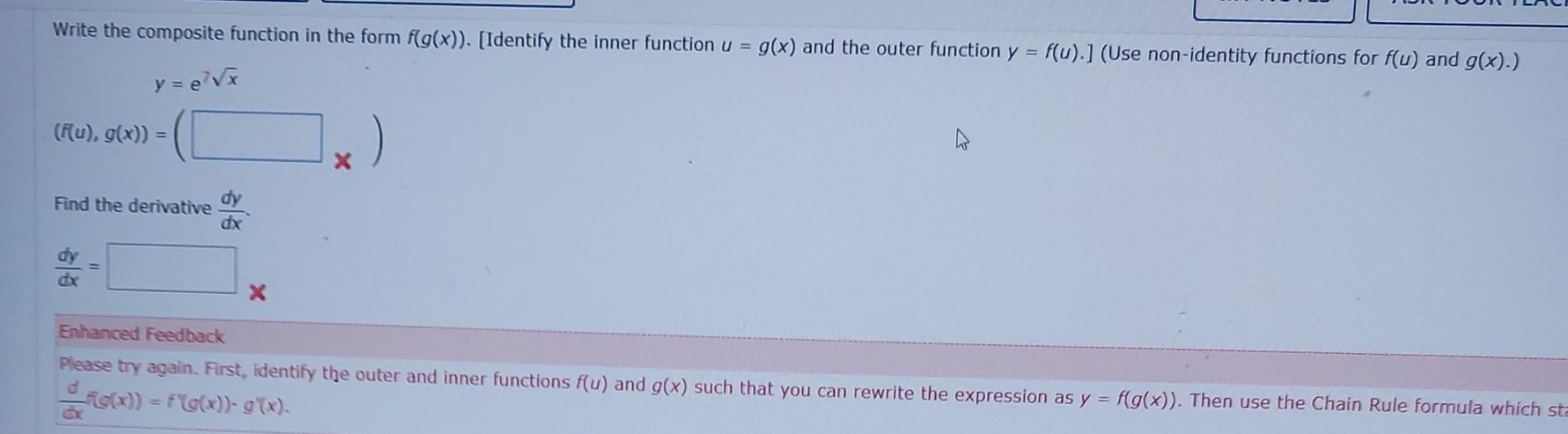 Solved Write the composite function in the form f(g(x)). | Chegg.com