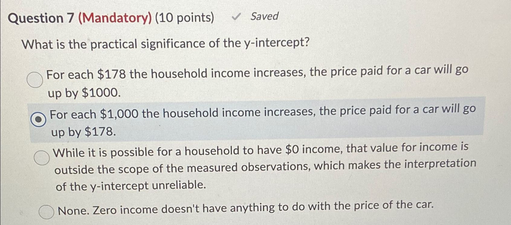Solved Question 7 (Mandatory) (10 ﻿points) ﻿SavedWhat is | Chegg.com