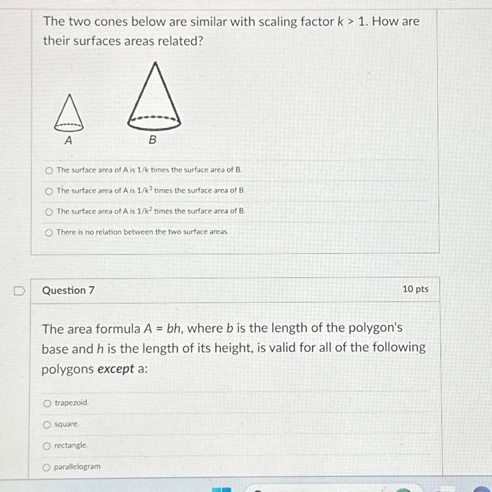 Solved The two cones below are similar with scaling factor | Chegg.com