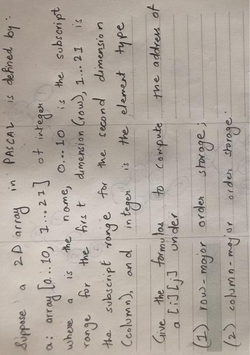 Solved 2d Array Is Defined By A A Arr Array Is A Is In 6141