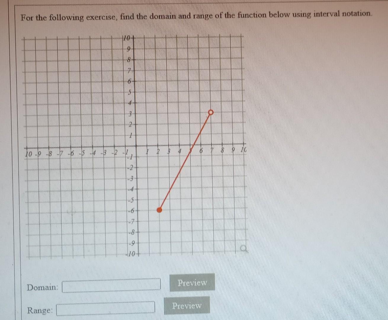 Solved For the following exercise, find the domain and range | Chegg.com