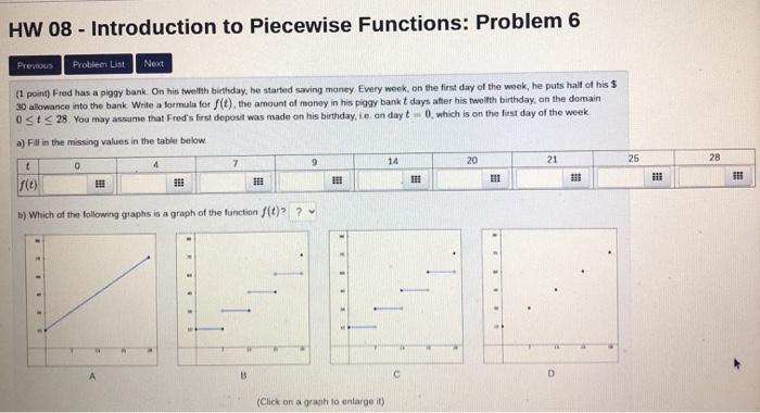 Solved HW 08 - Introduction to Piecewise Functions: Problem | Chegg.com