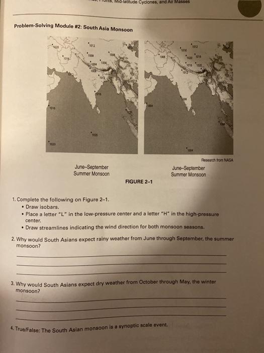 Solved Mid-latitude Cyclones, and Air Masses Problem Solving | Chegg.com