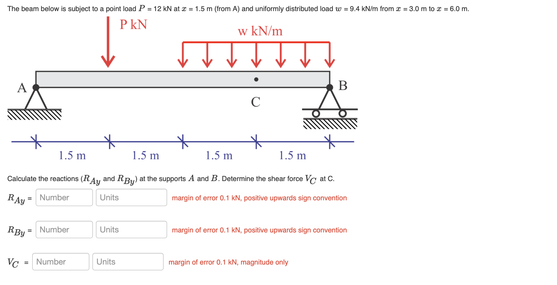 Solved The beam below is subject to a point load P=12kN ﻿at | Chegg.com