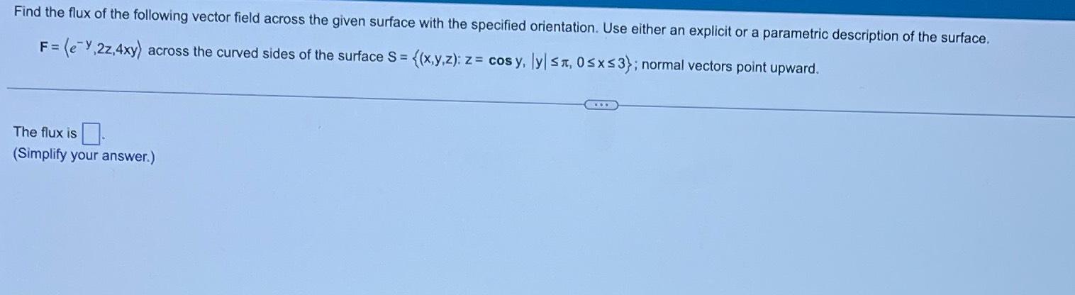 Solved Find the flux of the following vector field across | Chegg.com
