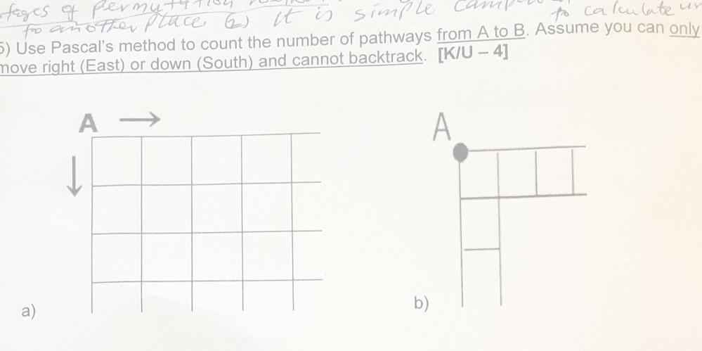 Solved use pascal's method to count the of pathways from A | Chegg.com