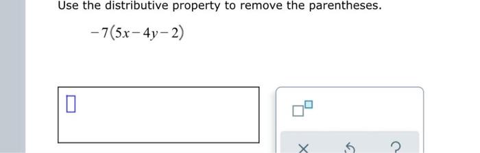 Solved Use the distributive property to remove the | Chegg.com