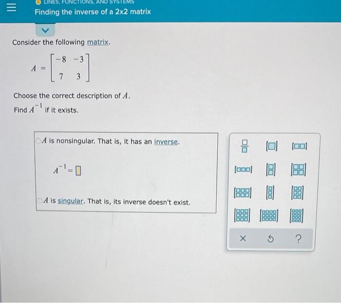 Solved E Finding the inverse of a 2x2 matrix Consider the | Chegg.com