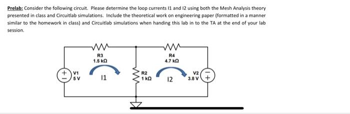 Solved Prelab: Consider the following circuit. Please | Chegg.com