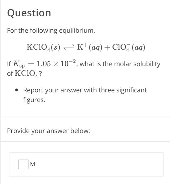 Solved For the following equilibrium, | Chegg.com