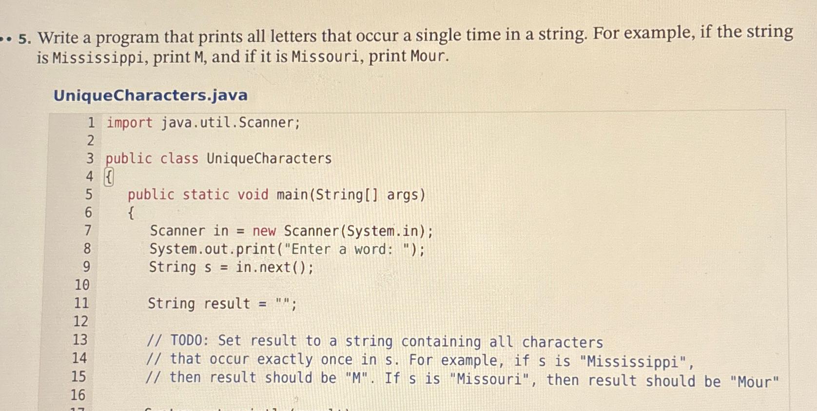Solved Write a program that prints all letters that occur a | Chegg.com