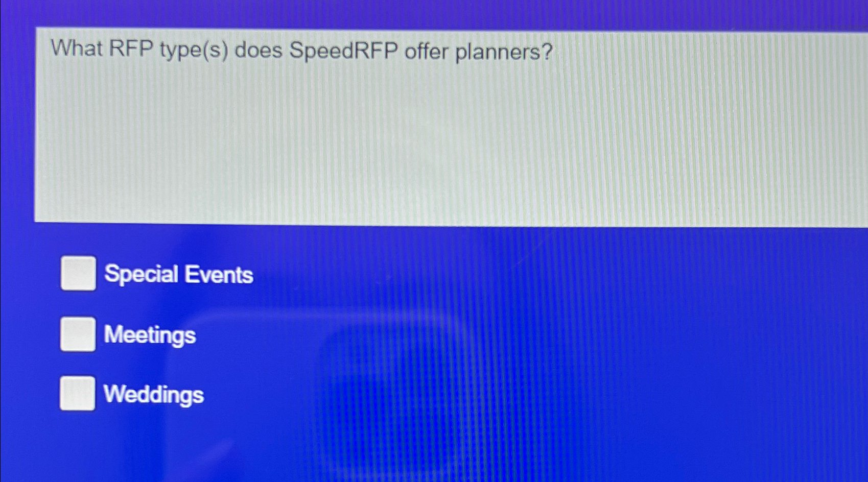 Solved What RFP type(s) ﻿does SpeedRFP offer | Chegg.com