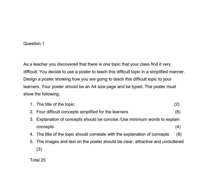 Solved As a teacher you discovered that there is one topic | Chegg.com