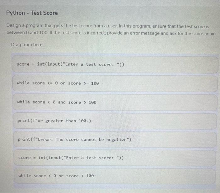 Solved Python Construct A While Loop Construct A Valid I