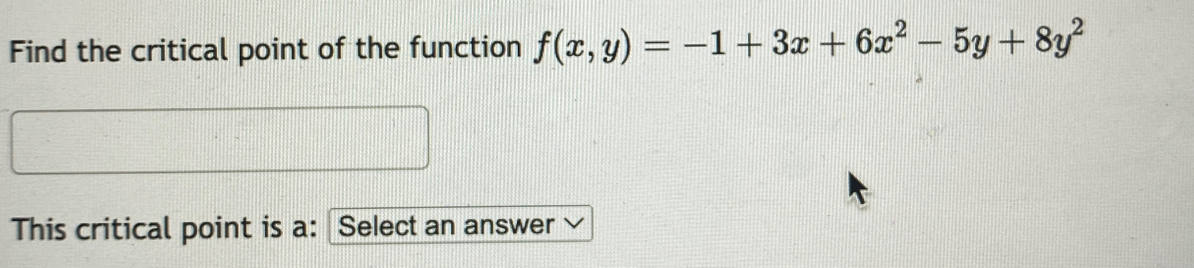 Solved Find the critical point of the function | Chegg.com