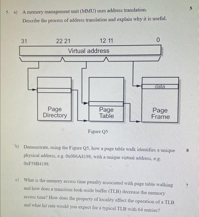 Solved 5. a) A memory management unit (MMU) uses address | Chegg.com