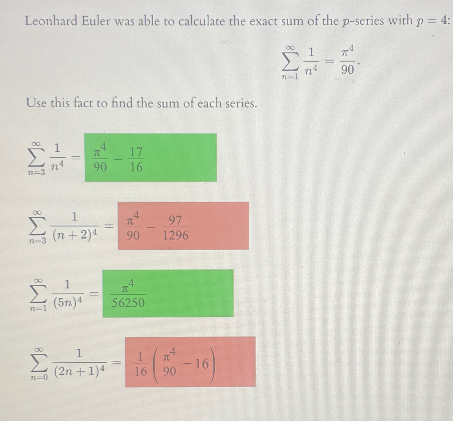 Solved Leonhard Euler was able to calculate the exact sum of | Chegg.com