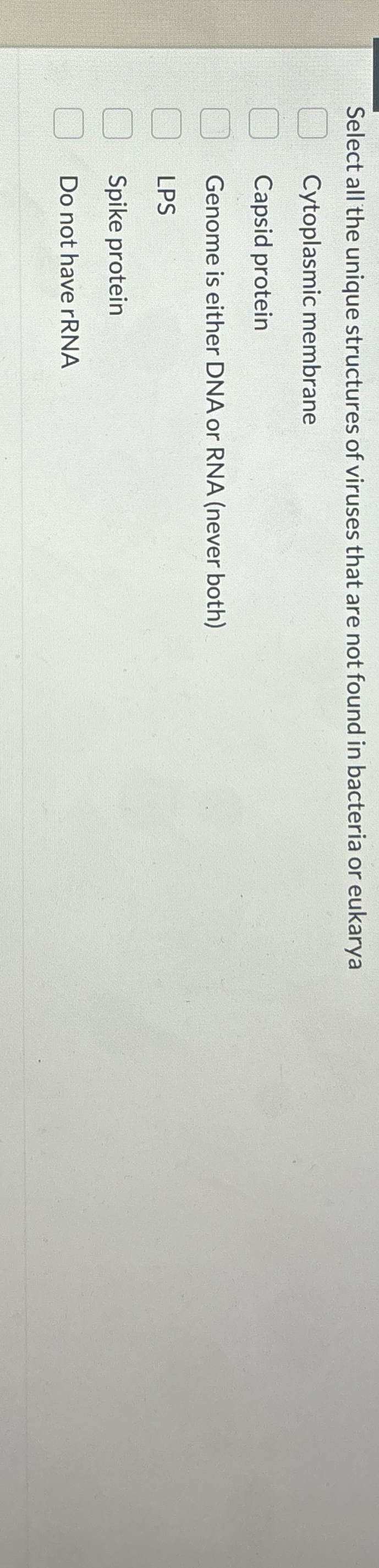 Solved Select all the unique structures of viruses that are | Chegg.com