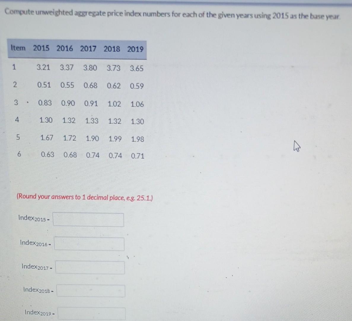 Solved Compute unveighted aggregate price index numbers for | Chegg.com