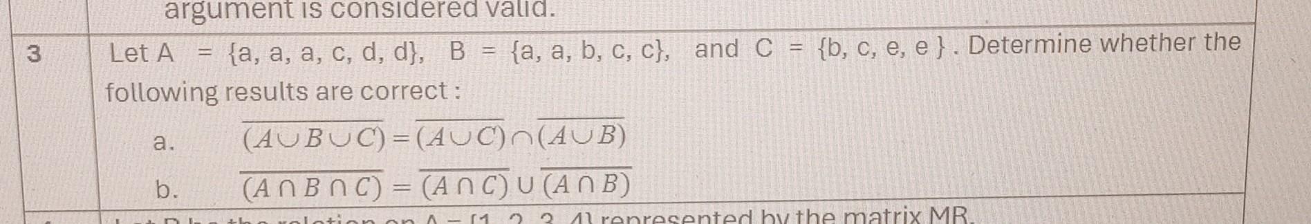 Solved 4 argument is considered valid. Let A (a, a, a, c, d, | Chegg.com