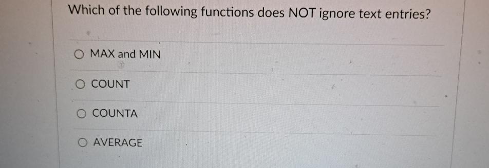 Solved Which of the following functions does NOT ignore text | Chegg.com