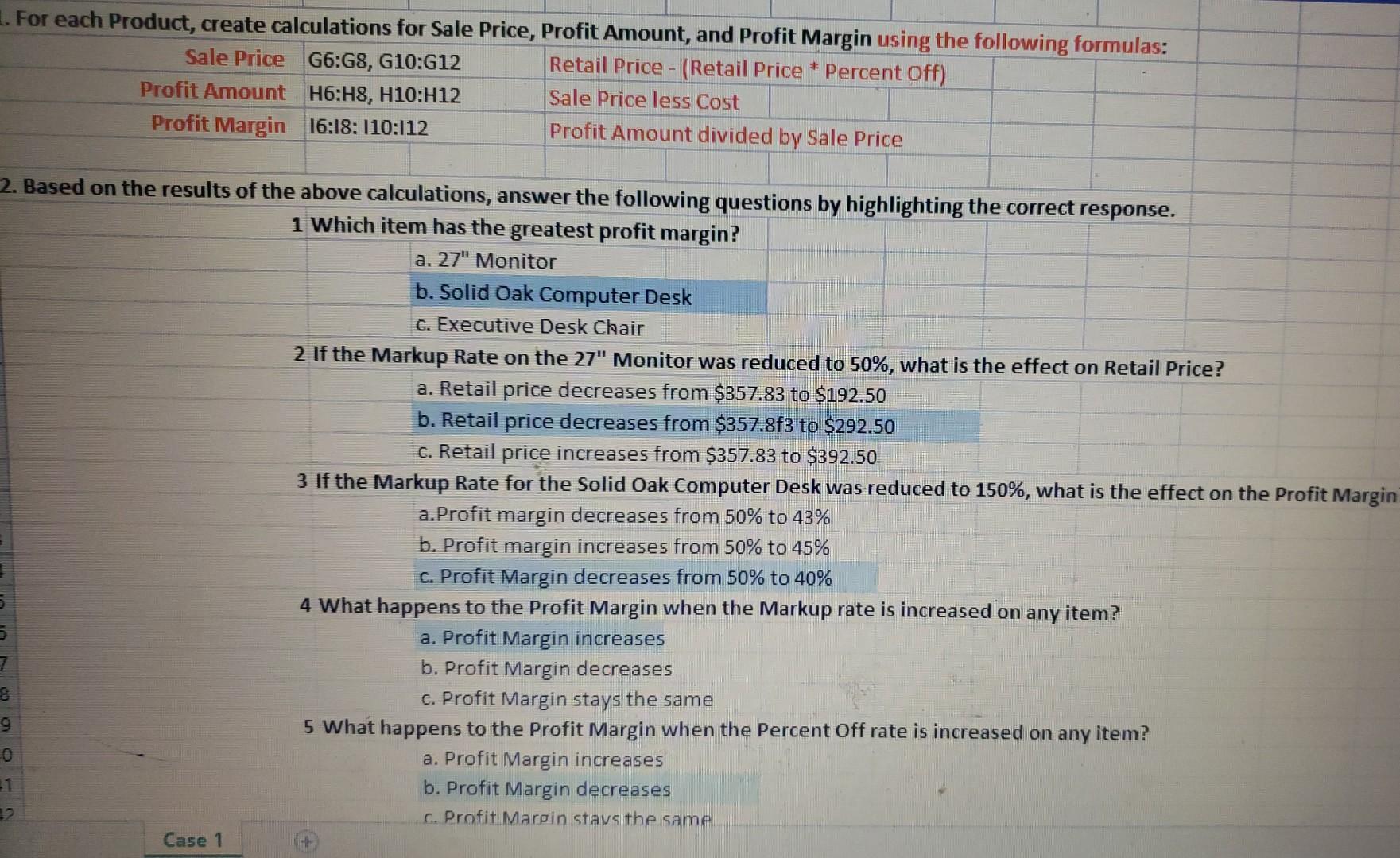 Solved Case Analysis 1. For each Product, create | Chegg.com