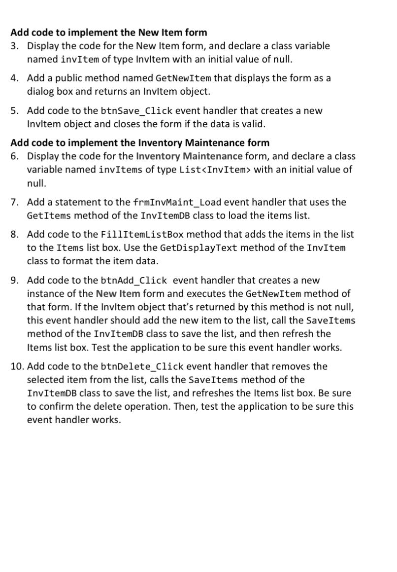 Solved Create a project ysing c# visual studio. Create and | Chegg.com