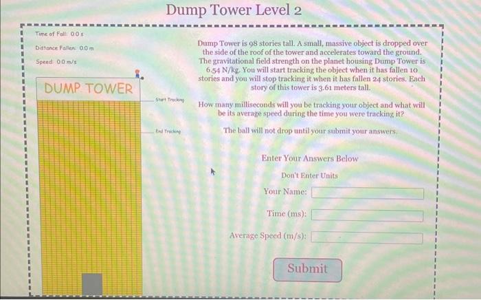 Solved Dump Tower Level 2 Dump Tower is 98 stories tall. A | Chegg.com