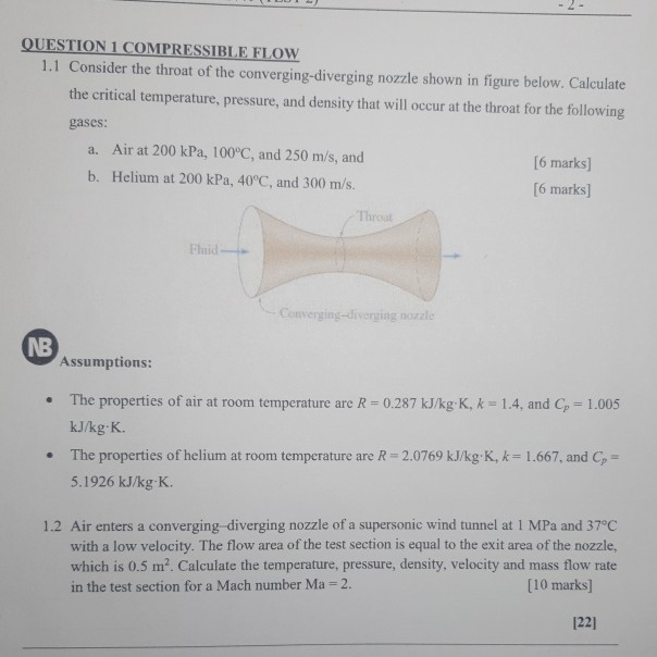Solved QUESTION 1 COMPRESSIBLE FLOW 1.1 Consider the throat | Chegg.com